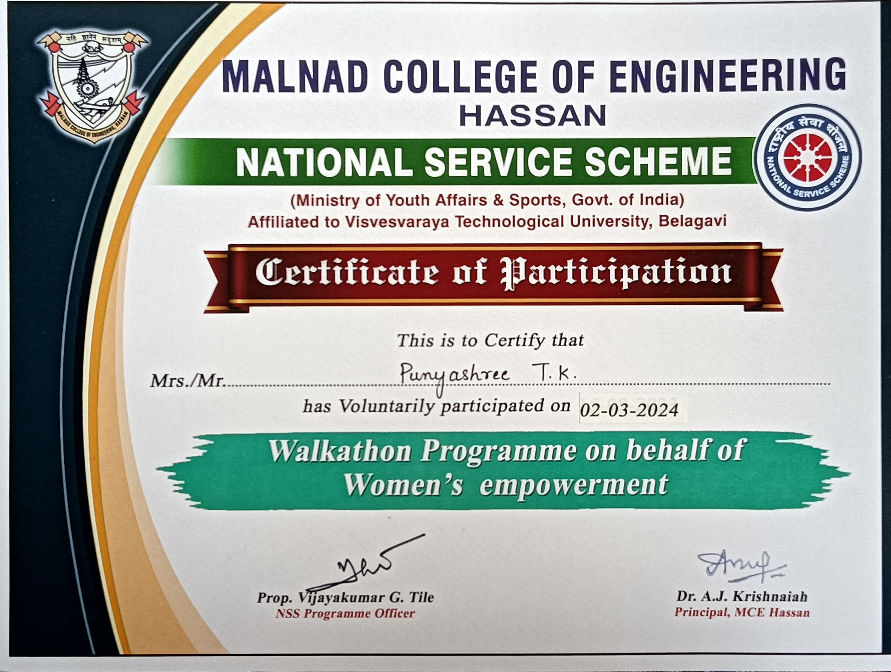 Punyashree T.K - Resume